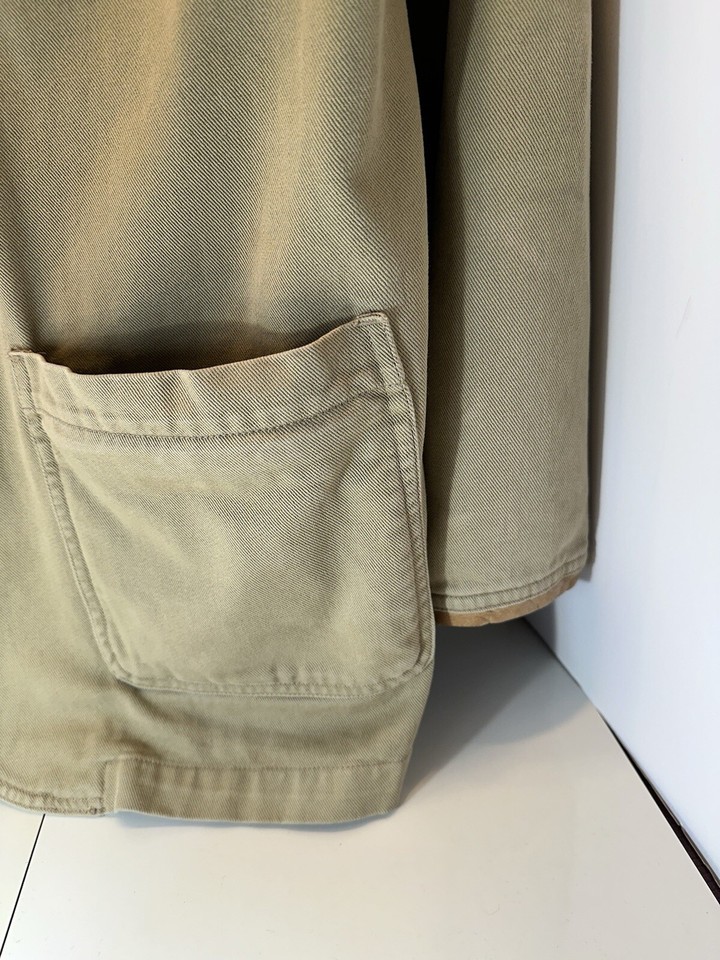 Large Orvis Zambezi Twill Jacket Mens Tan Leather Trim Fishing Hunting ...