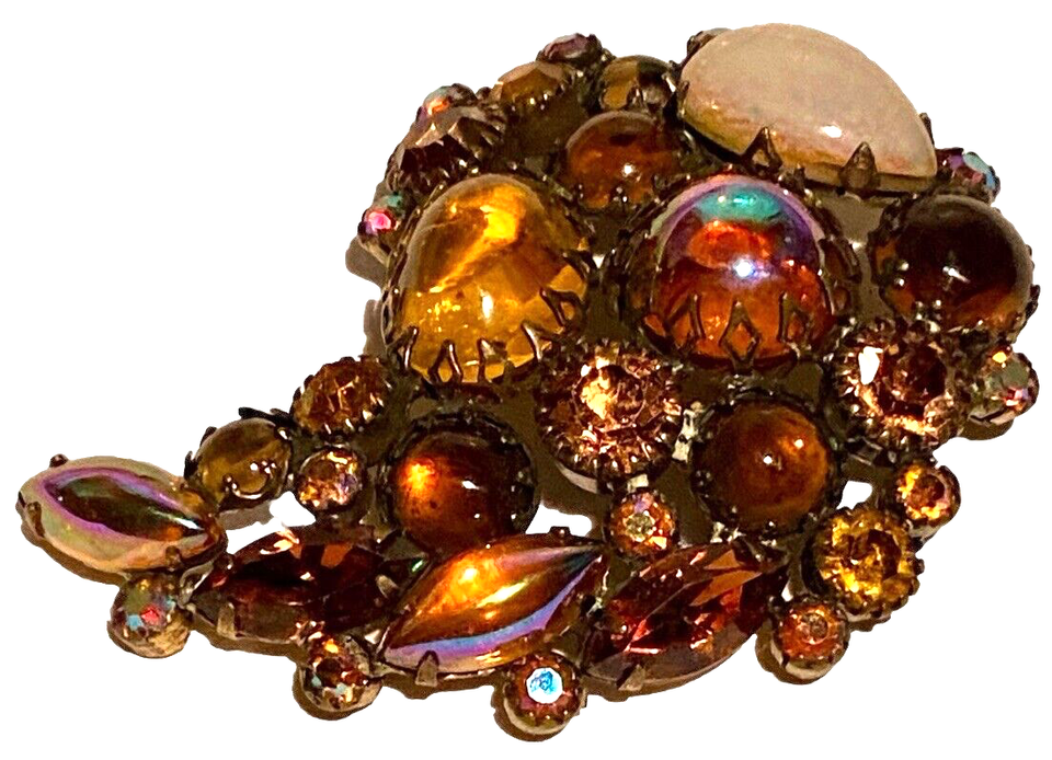 KRAMER VINTAGE GOLD TONE FACETED MULTI COLOR BEADED BROOCH PIN | eBay