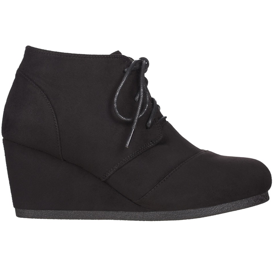 Women's Ankle Boots Wedge Heel Booties Lace Up Low Wedge Heel Booties ...