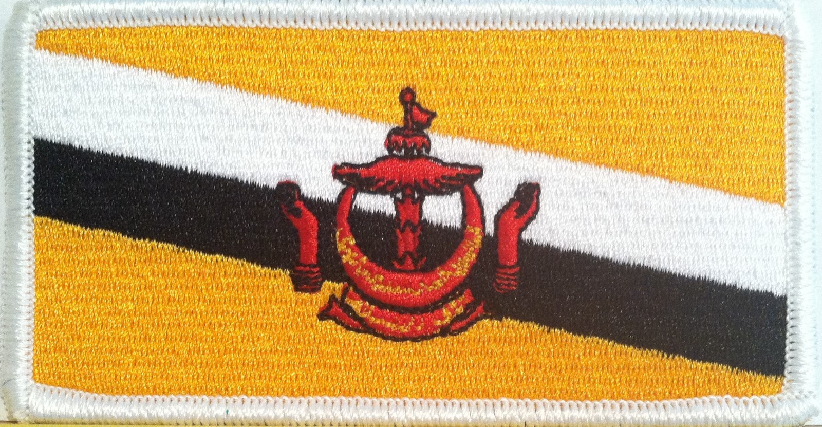 BRUNEI Flag Iron On Patch MC Biker Military Emblem White Border | eBay