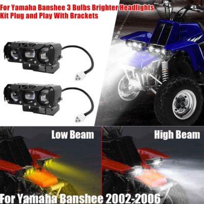 For Yamaha Banshee 350 Pair Led Headlight Light Bulbs Kit YFZ350 2002 ...