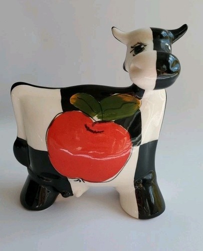 Turov Ceramic Cow Painted Apple B&W Checkerboard Signed | eBay