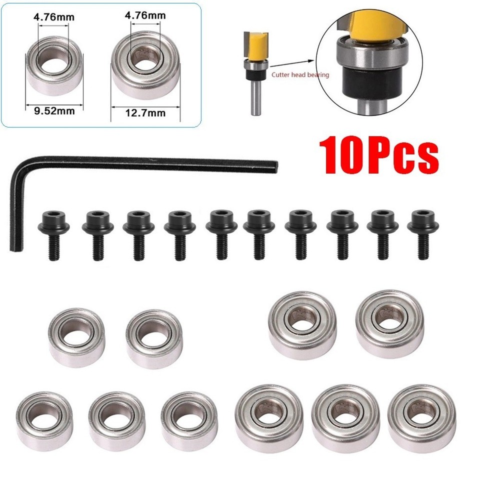 Ball Bearings Guide Router Bit 10Pcs Accessories For Wood Milling ...