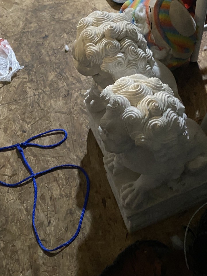 21 inch Grand Imperial White Marble Chinese Foo Dogs Statues | eBay