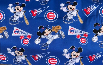 Chicago Cubs Cotton Fabric Mickey Mouse 1/2 Yard - SUPER LIMITED ...
