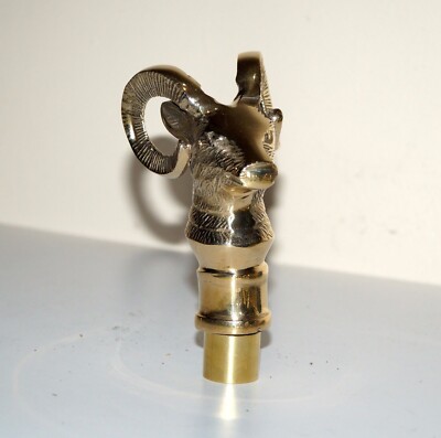 Brass goat handle style head golden finish collectible walking cane top ...