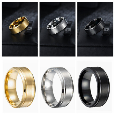 Finger Ring Band 8mm Engagement Ring Couple Rings Stainless Steel Rings ...