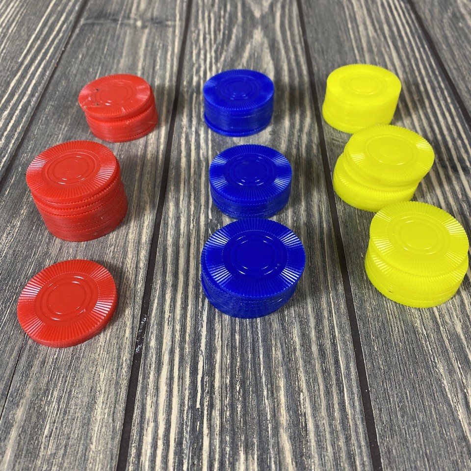 Vintage Red Yellow Blue Tokens Chips Replacement Piece Part | eBay
