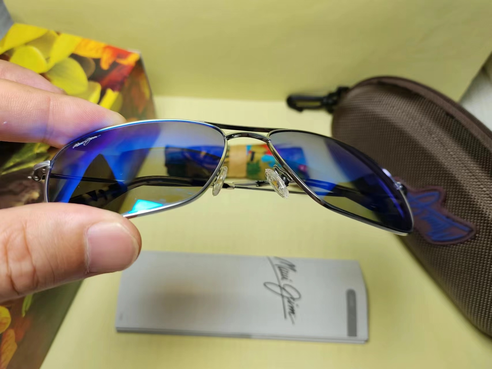 Maui Jim B246-17 WIKI WIKI Polarized Silver Frame Blue Hawaii Lens ...