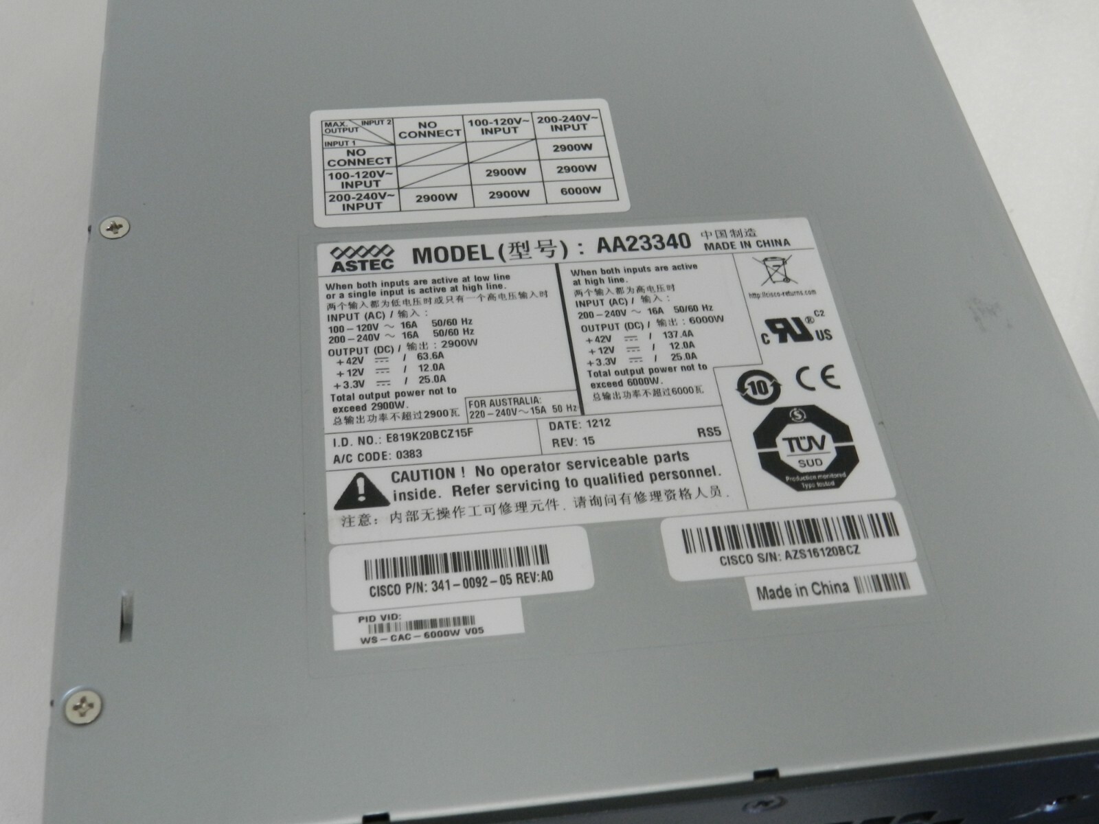 ASTEC AA23340 CISCO PART NUMBER 341-0092-05 | eBay