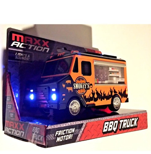 Maxx Action~ BBQ TRUCK~Friction Motor~LIGHTS & SOUND~Rubber Tires~HTF ...