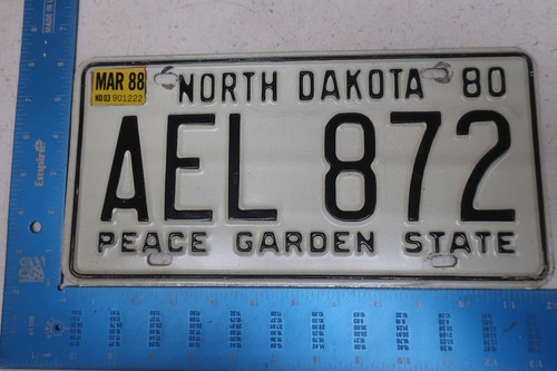 North Dakota License Plate Tag ND 1980 1988 80 88 AEL 872 | eBay