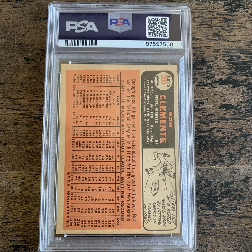 1966 Topps Roberto Bob Clemente Card #300 Pirates EX-MT PSA 6 Just ...