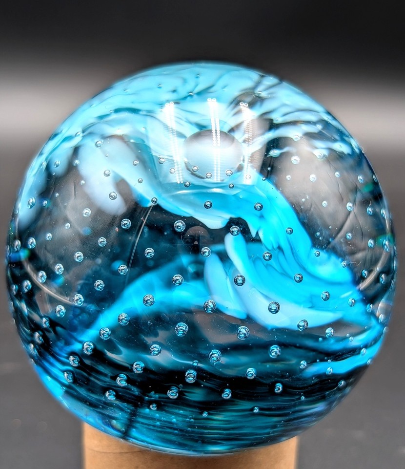 Caithness Scotland "Journey" Art Glass Paperweight Blue and Controlled ...
