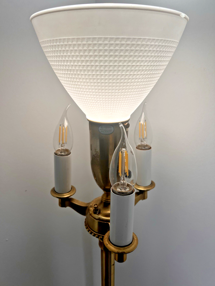 VTG Stiffel 4-light Mogul Torchiere Candelabra Brass Metal Floor Lamp ...