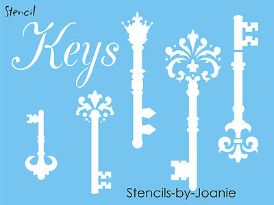 Victorian Keys Stencil French Shabby Cottage Fleur Decor Skeleton Key ...