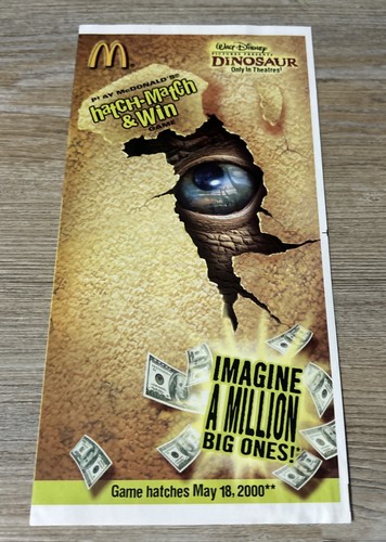McDonald’s Disney Dinosaur Hatch match & Win Game Board 2000 Unused | eBay