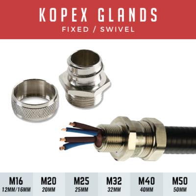 FLEXIBLE STEEL CONDUIT GLANDS FIXED OR SWIVEL CONNECTORS FOR KOPEX 16MM ...
