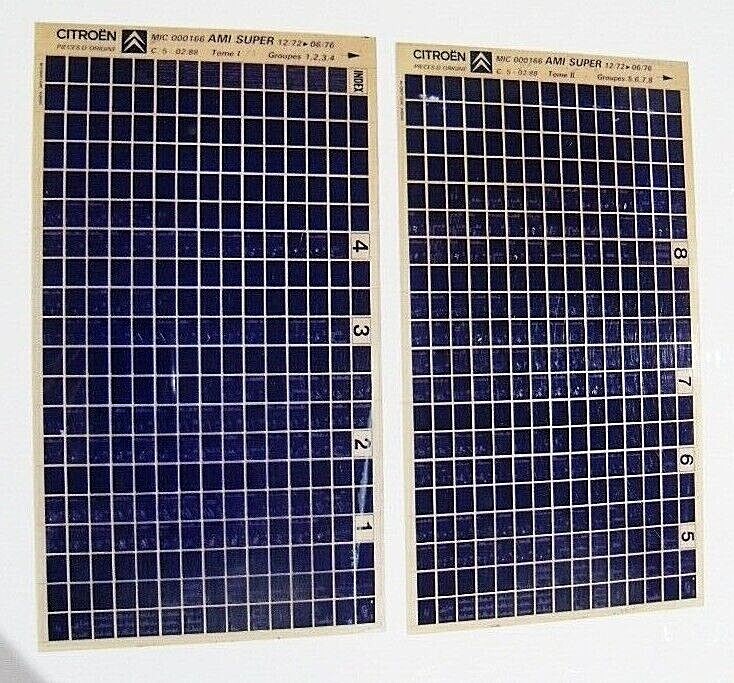 Catalogue pièces détachées sur 2 microfiche Citroën AMI SUPER 12/72 - 6 ...