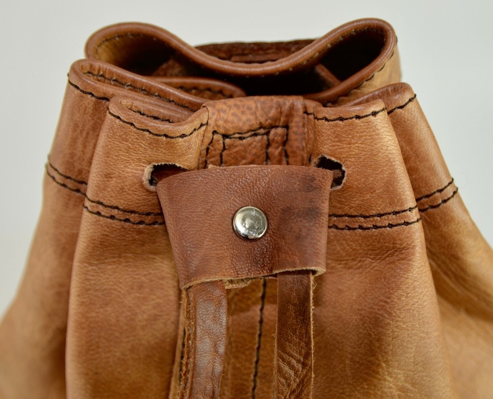 Organic Leather Drawstring Bucket Duffel Bag Backpack Rucksack Moroccan ...
