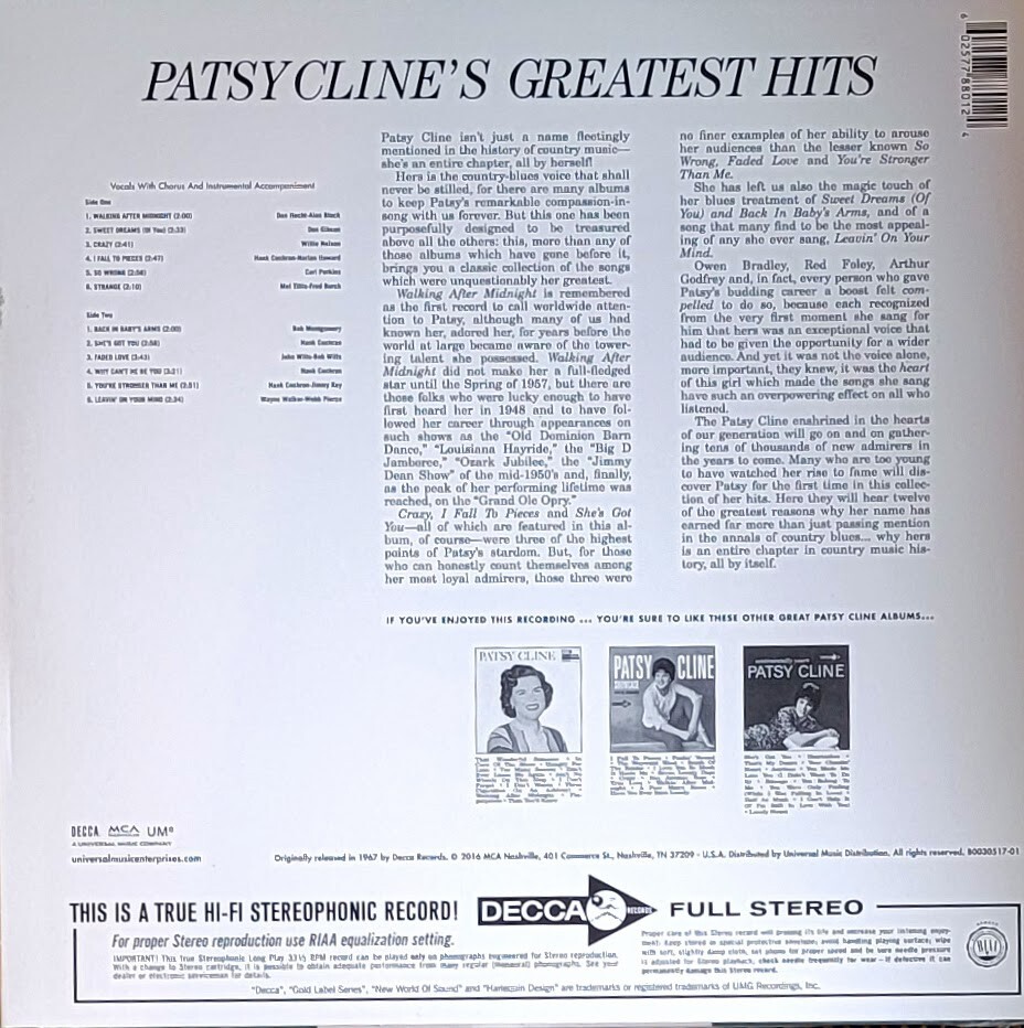 PATSY CLINE GREATEST HITS - PINK COLORED VINYL LP " NEW, SEALED " | eBay