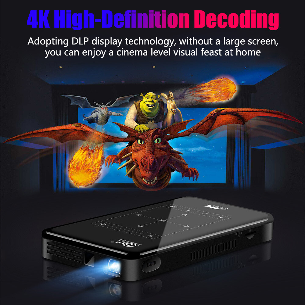 3D Mini Projector HD 4K Smart DLP Android WiFi Bluetooth 1080P Home ...