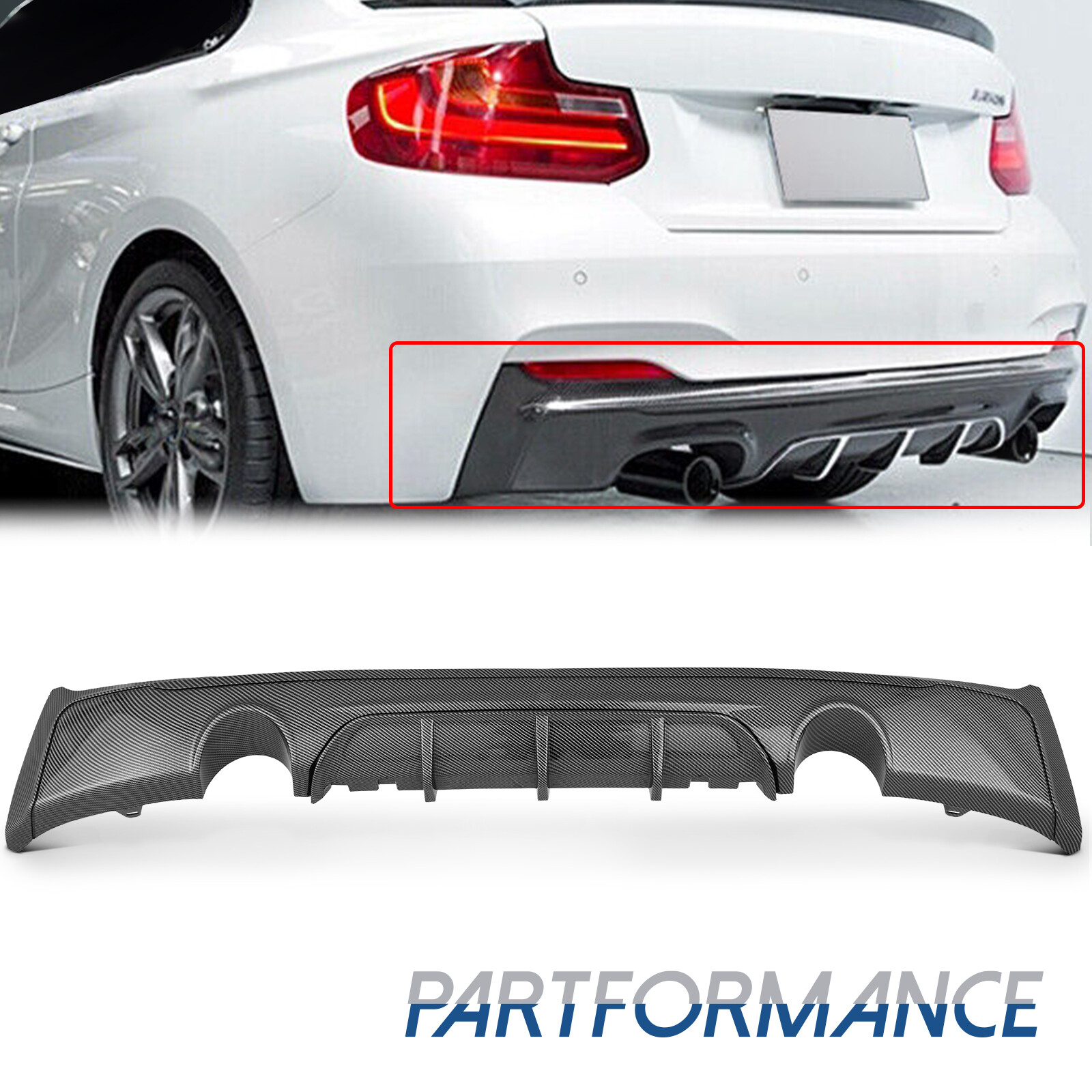 Carbon Fiber Look Rear Diffuser Lip For BMW F22 F23 M Sport 2014-20 ...