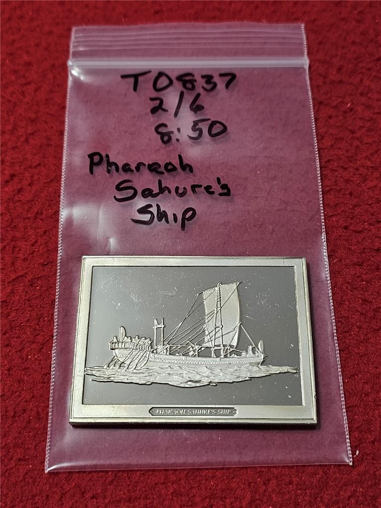 SHIPS' AHOY Pharoh Sahure's Ship 3.125 Troy Oz Sterling Silver Proof # ...