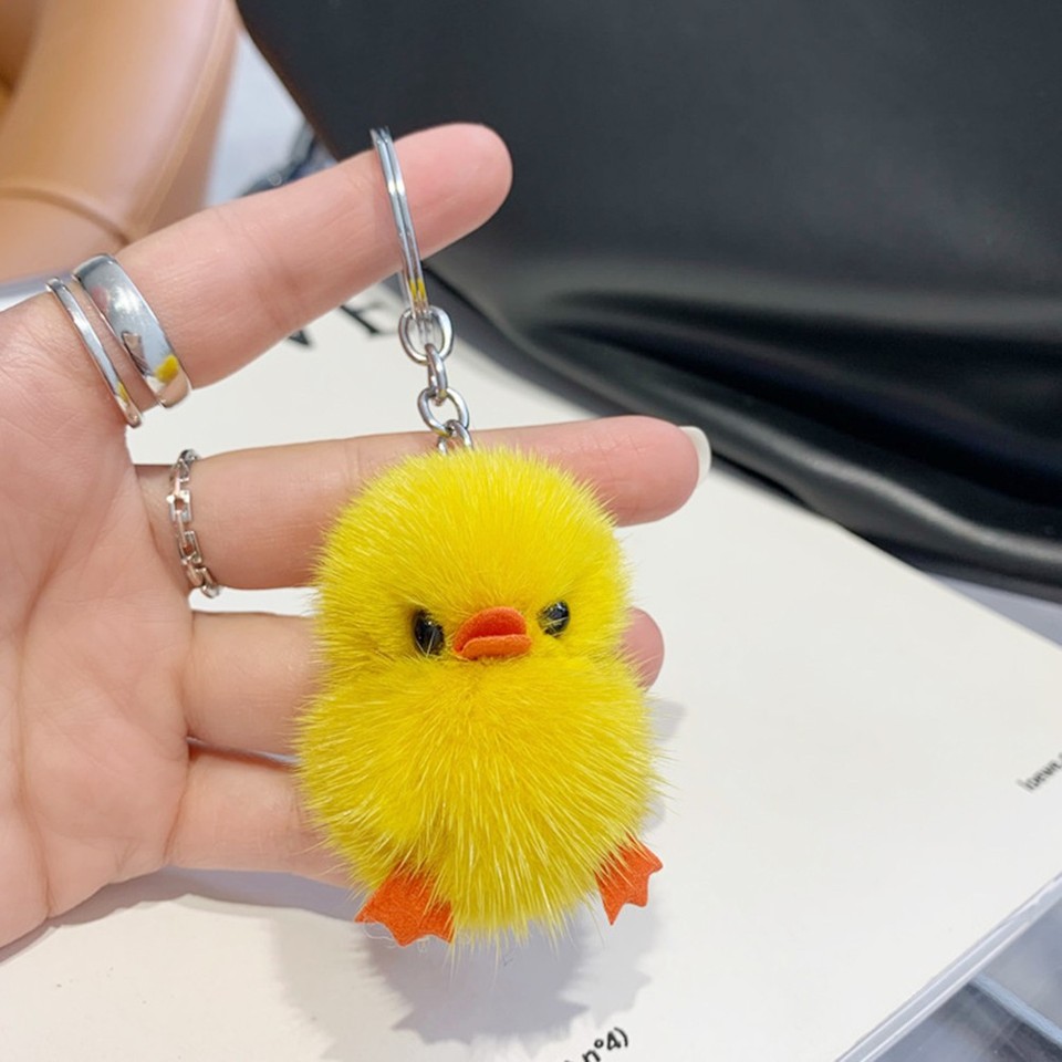 2 Pcs Plush Yellow Duck Keychain Pendant Creative Bag Hanging Decor ...