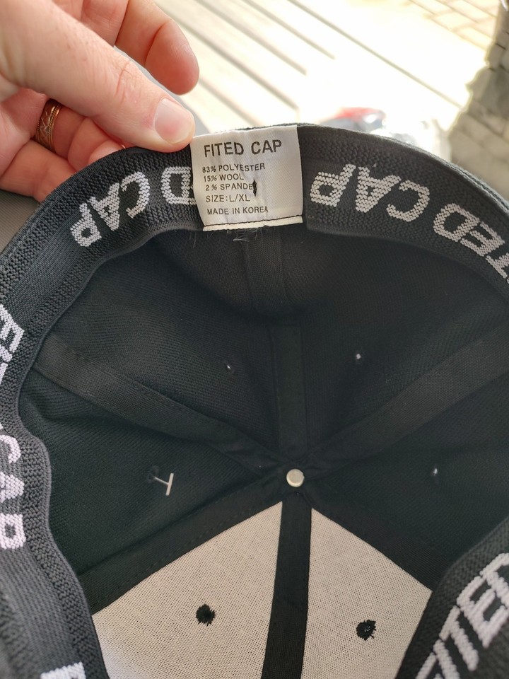 Black Fitted Cap L/XL | eBay