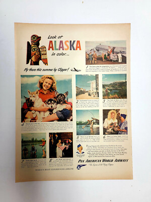 Vintage Rare 1947 Pan Am Airways Alaska ad 11x14 ad | eBay