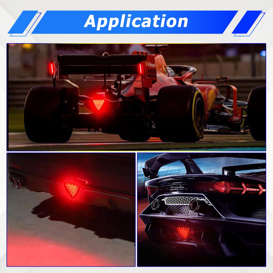 F1 Style LED Rear Strobe Flashing Tail 3rd Brake Stop Light Safety ...