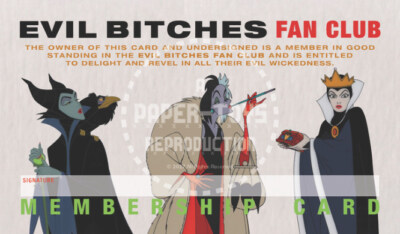 EVIL BITCHES FAN CLUB MEMBERSHIP CARD | eBay