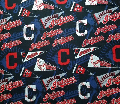 Cleveland Indians Retro Cotton Fabric, Baseball Fabric, Remnant Piece ...
