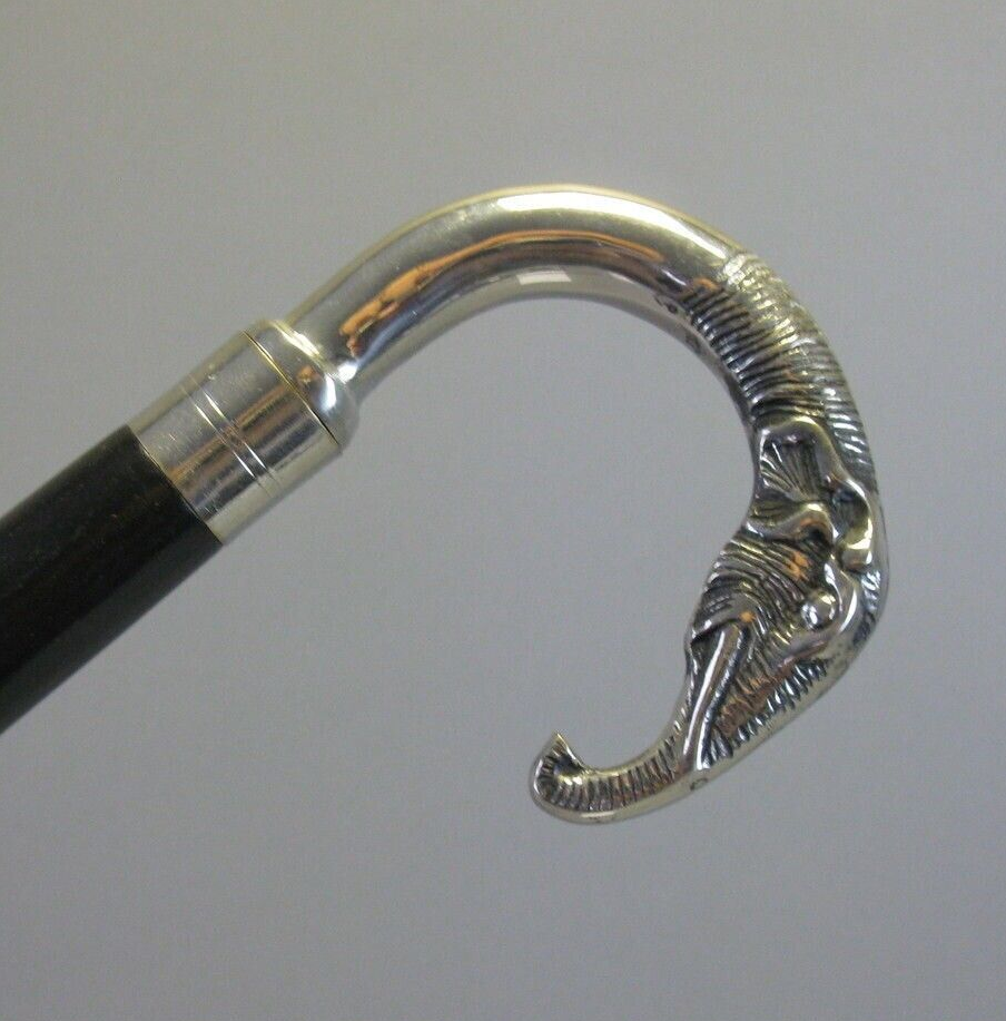 Elephant Handle Elegant Sturdy Polished Foldable Wooden Walking Stick ...