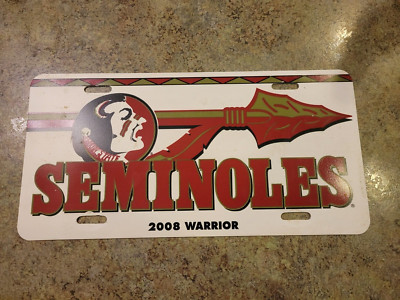 Plastic Auto License Plate FSU Seminoles 2008 Warrior | eBay