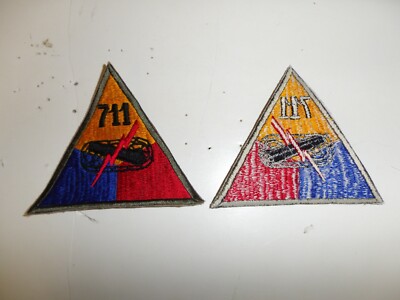 E4651 WW2 US Army Armored 711 Tank Battalion Triangle patch Division ...