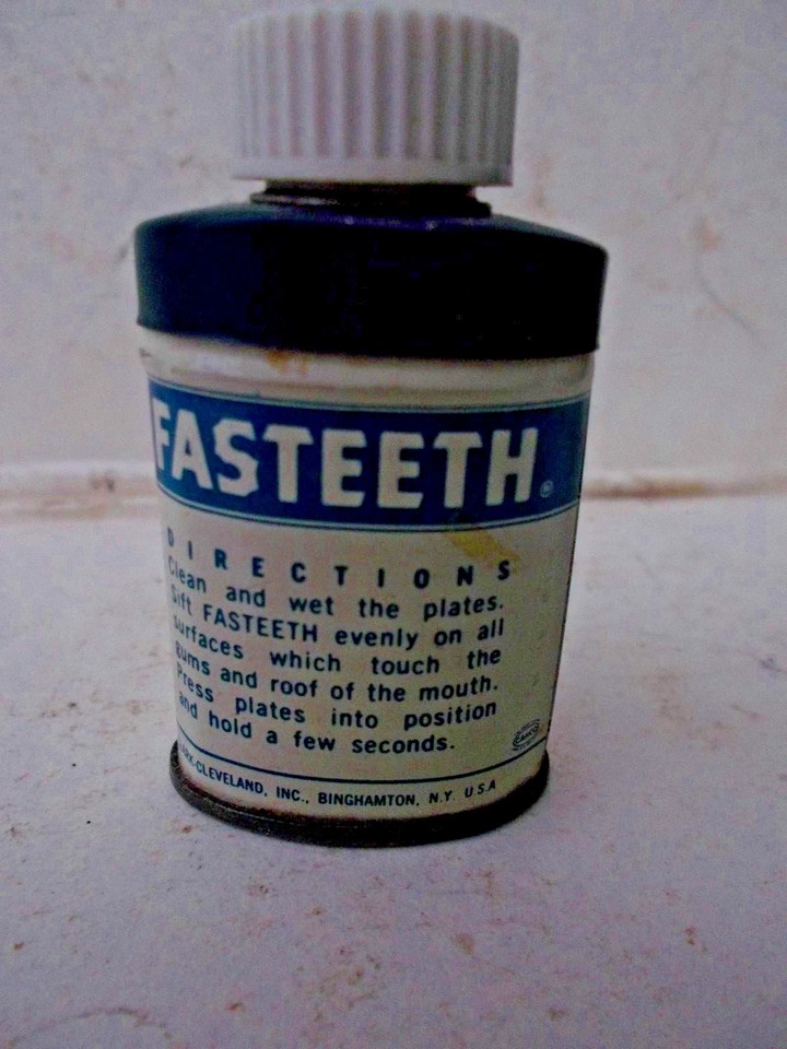 Original 1940s FASTEETH DENTURE TOOTH POWDER DENTISTS TRIAL SIZE Tin | eBay