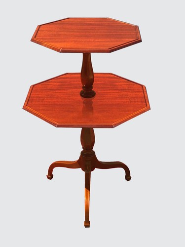 FEDERAL STYLE INLAID MAHOGANY TWO TIER SPADE LEG TABLE BY NATHAN ...