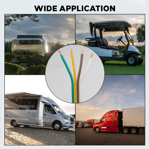 BEST CONNECTIONS 4 Way Bonded Flat Trailer Wire 14 Gauge 100ft 4 ...