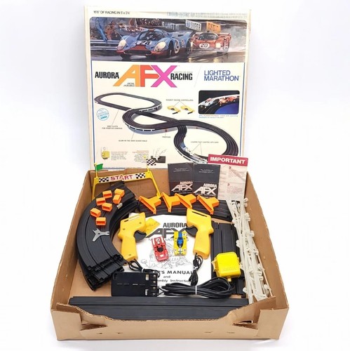 Rare Vintage 1974 Aurora AFX Lighted Marathon HO Slot Car Set Parts Or ...