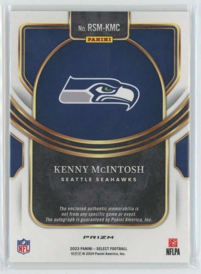 2023 Panini Select Football RC Gold Wave Patch Auto Kenny McIntosh RSM ...
