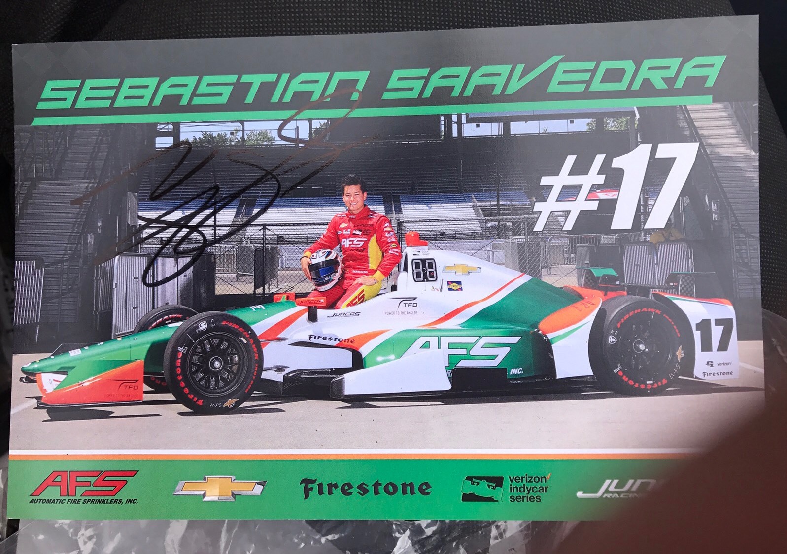 Sebastian Saavedra Signed Indianapolis 500 Promo Card Indy Car 2017 ...