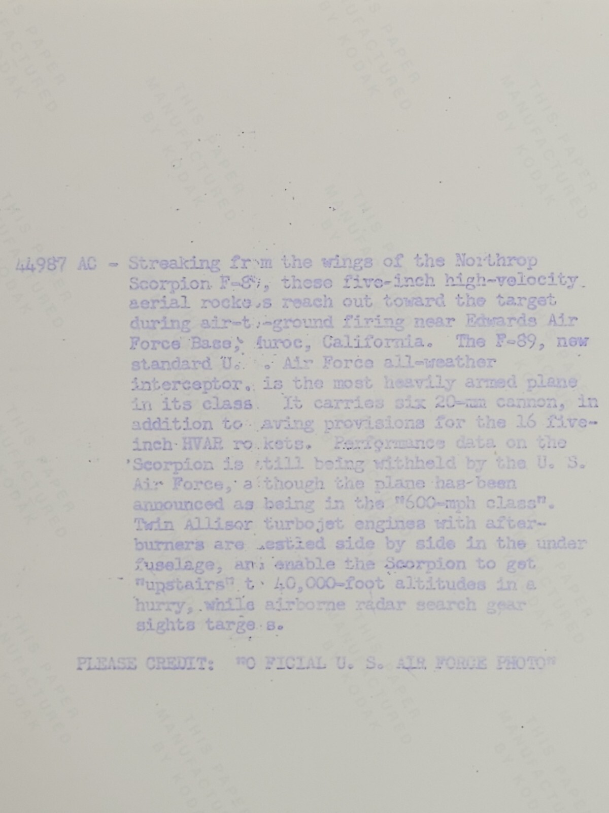 Northrop F-89 Scorpion Firing 2 HVAR Rockets @ Edwards AFB - Official ...