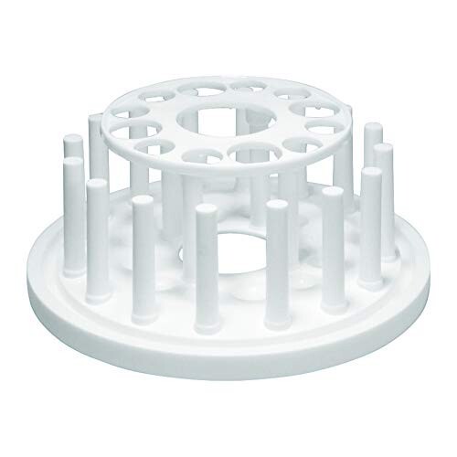Round Test Tube Rack, 12 Holes, 16 Drying Pins, White, KarterSci (Pack ...