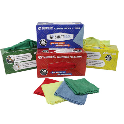 Smart Rags Cleaning Cloths (Box of 50), Lint Free 12x12 Color Options ...