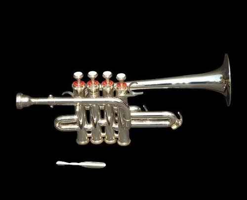 Piccolo Trumpet W/4 Valves Extra Slide Jazz Instrument Brass Band ...