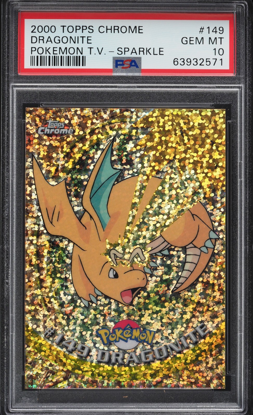 PSA 10 2000 Pokemon Topps Chrome Series 2 SPARKLE Dragonite #149 GEM ...
