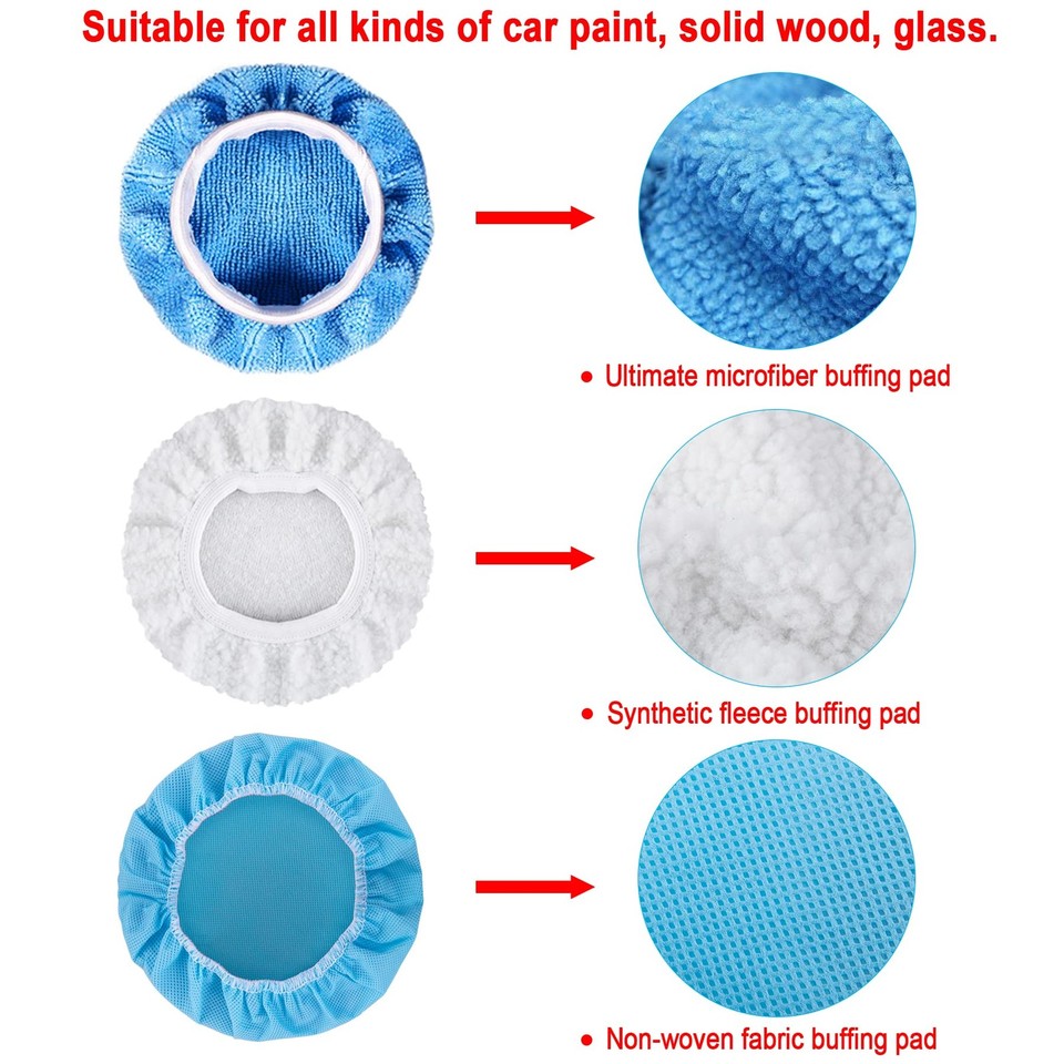 12 Pieces Car Polisher Pad Bonnet 5-6 Inch Polishing Bonnets Microfiber ...