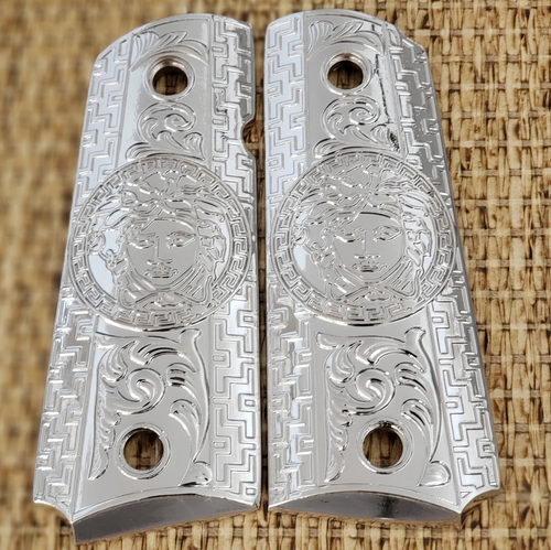 Colt 1911 Custom Grips Nickel plated Metal 1911 full size grips | eBay
